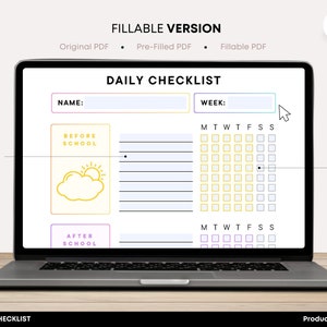 Printable Kids Checklist PDF, Editable Children’s To-do List, Fun Chore ...