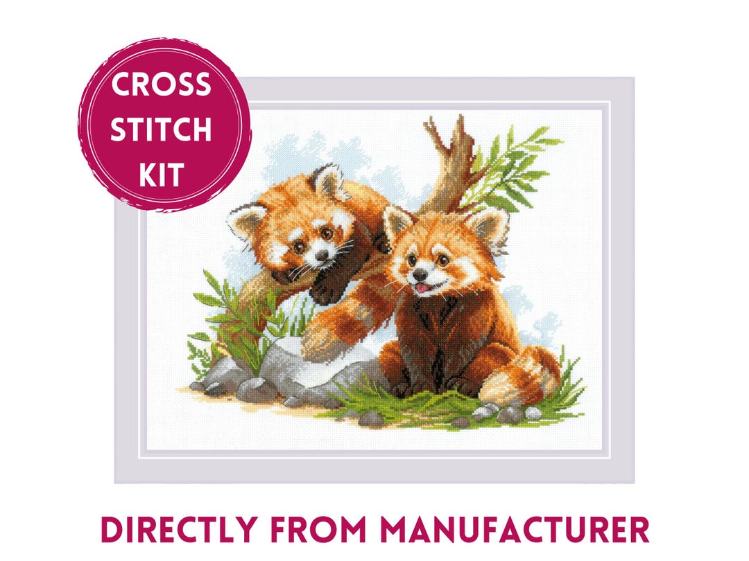 RIOLIS Counted Cross Stitch Kit 2257 Red Panda Cubs, Embroidery Kit ...