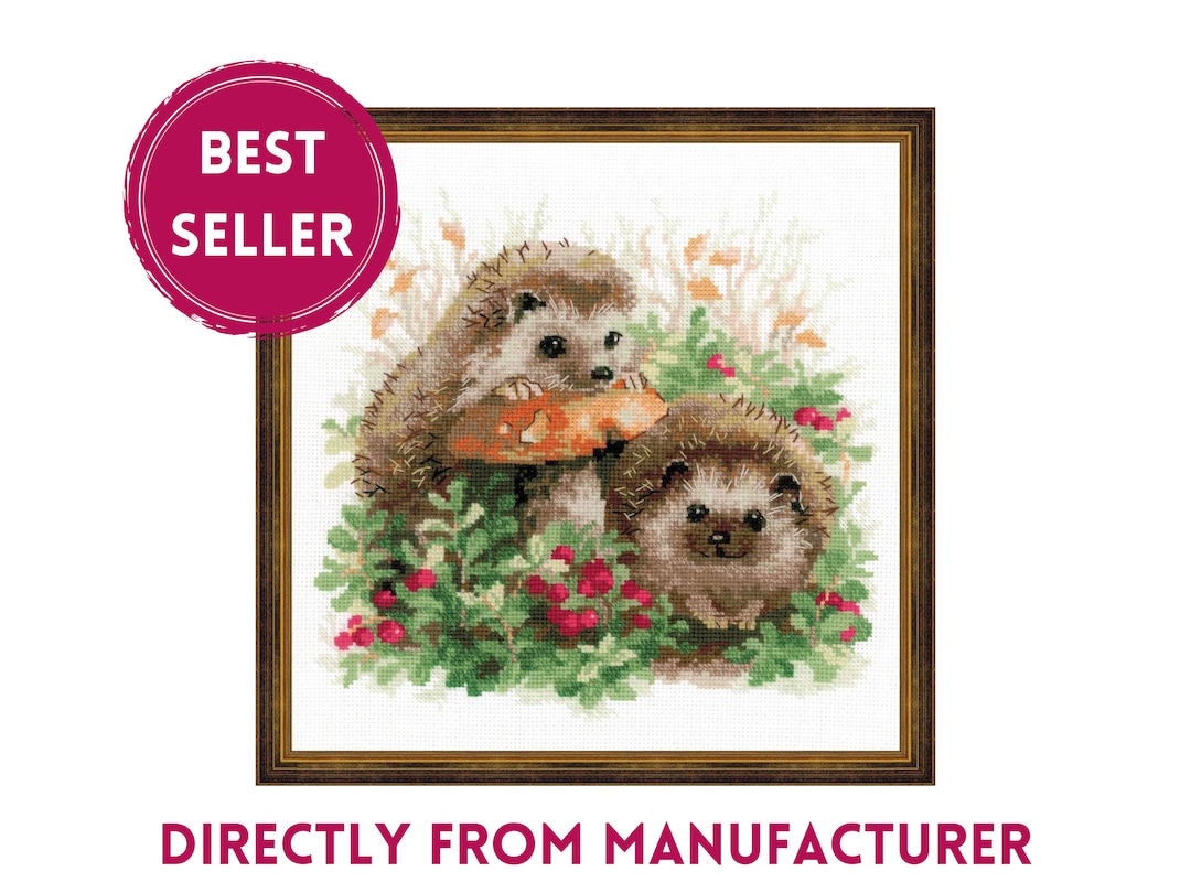RIOLIS Counted Cross Stitch Kit 1469 Hedgehogs in Lingonberries ...