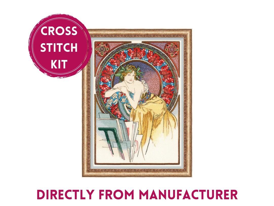 RIOLIS PREMIUM Counted Cross Stitch Kit 100/058 Girl With Easel After A ...