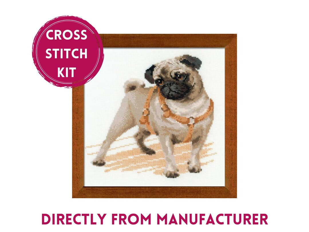 RIOLIS Counted Cross Stitch Kit 1176 Pug Dog, Embroidery Kit With an ...