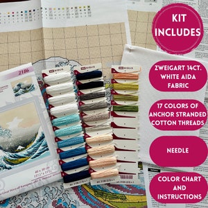 RIOLIS Counted Cross Stitch Kit 2186 the Great Wave off Kanagawa After ...