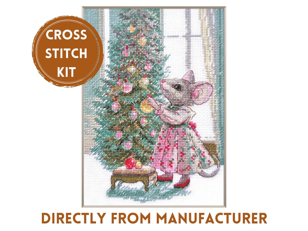 Aine Counted Cross Stitch Kit A1026 Merry Mouse, Embroidery Kit With ...