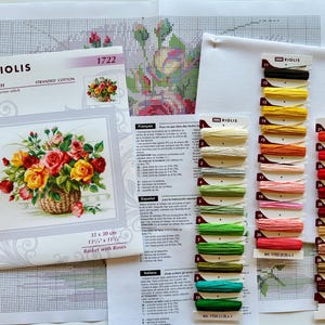 RIOLIS Counted Cross Stitch Kit 1722 Basket With Roses, Embroidery Kit ...