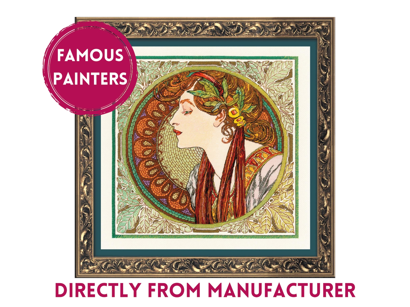 RIOLIS PREMIUM Counted Cross Stitch Kit 100/061 Laurel After A. Mucha's ...
