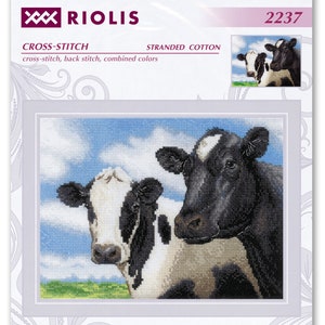 RIOLIS Counted Cross Stitch Kit 2237 Cows, Embroidery Kit With Cute ...