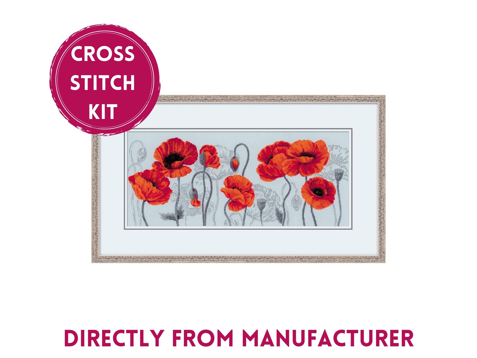 RIOLIS PREMIUM Counted Cross Stitch Kit 100/037 Scarlet Poppies ...