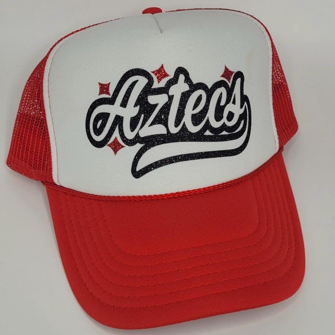 Aztecs Glitter Script Trucker Hat Red and White or Black and White SDSU Snapback Cap - Etsy