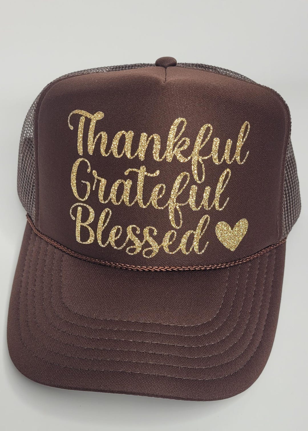 Thankful Grateful Blessed Hat Fall Trucker Hat Thanksgiving Hat Glitter ...
