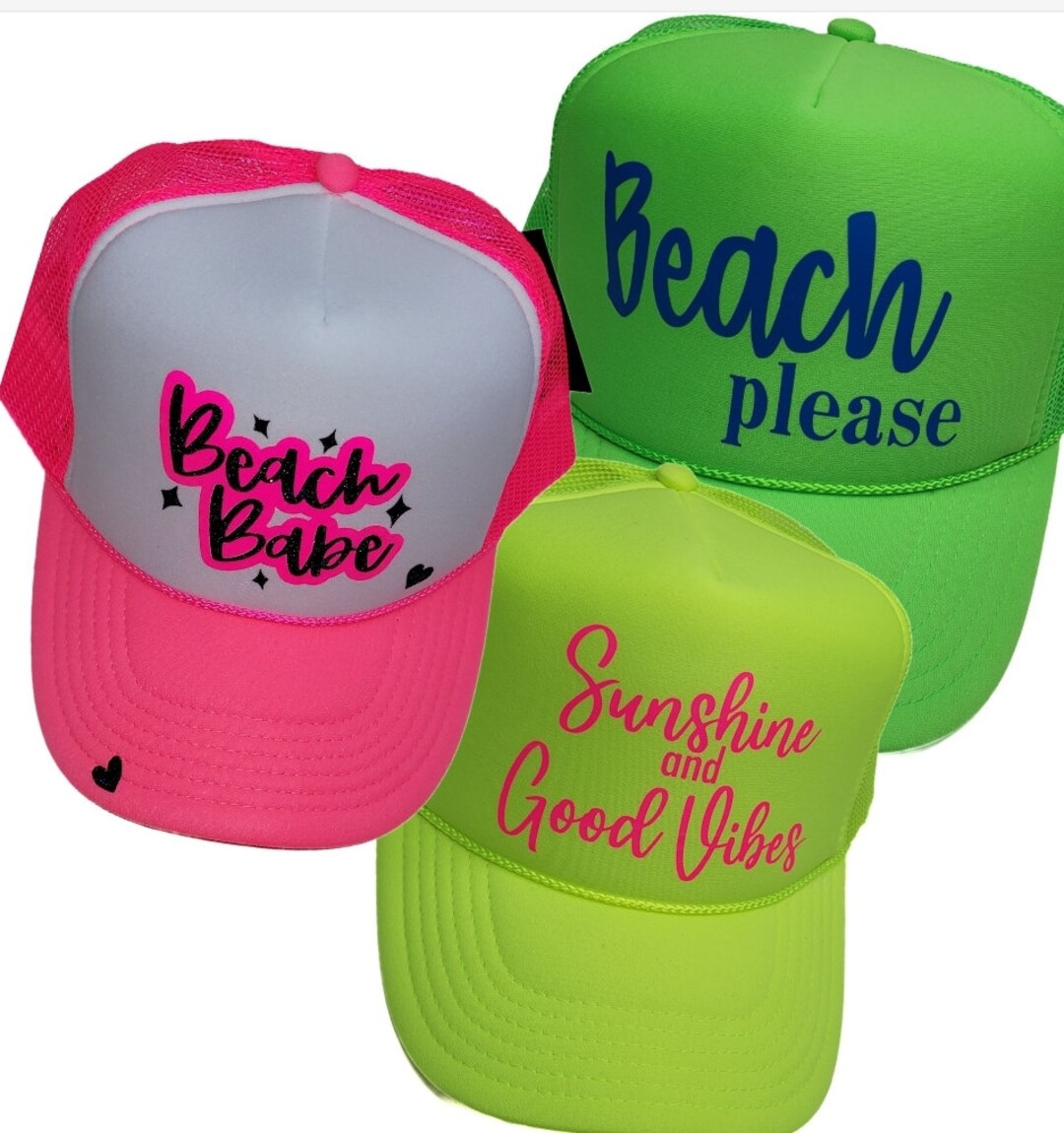 Neon Beach & Sunshine Trucker Hats - Etsy
