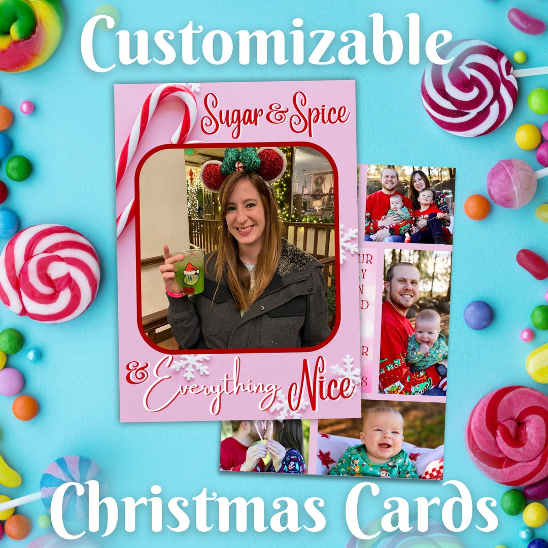 Pink Christmas Card - Customizable Editable Christmas Card - Photo ...