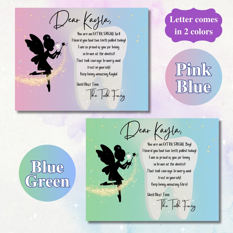 Tooth Fairy Note First Pulled Tooth Letter From the Tooth Fairy Tooth ...