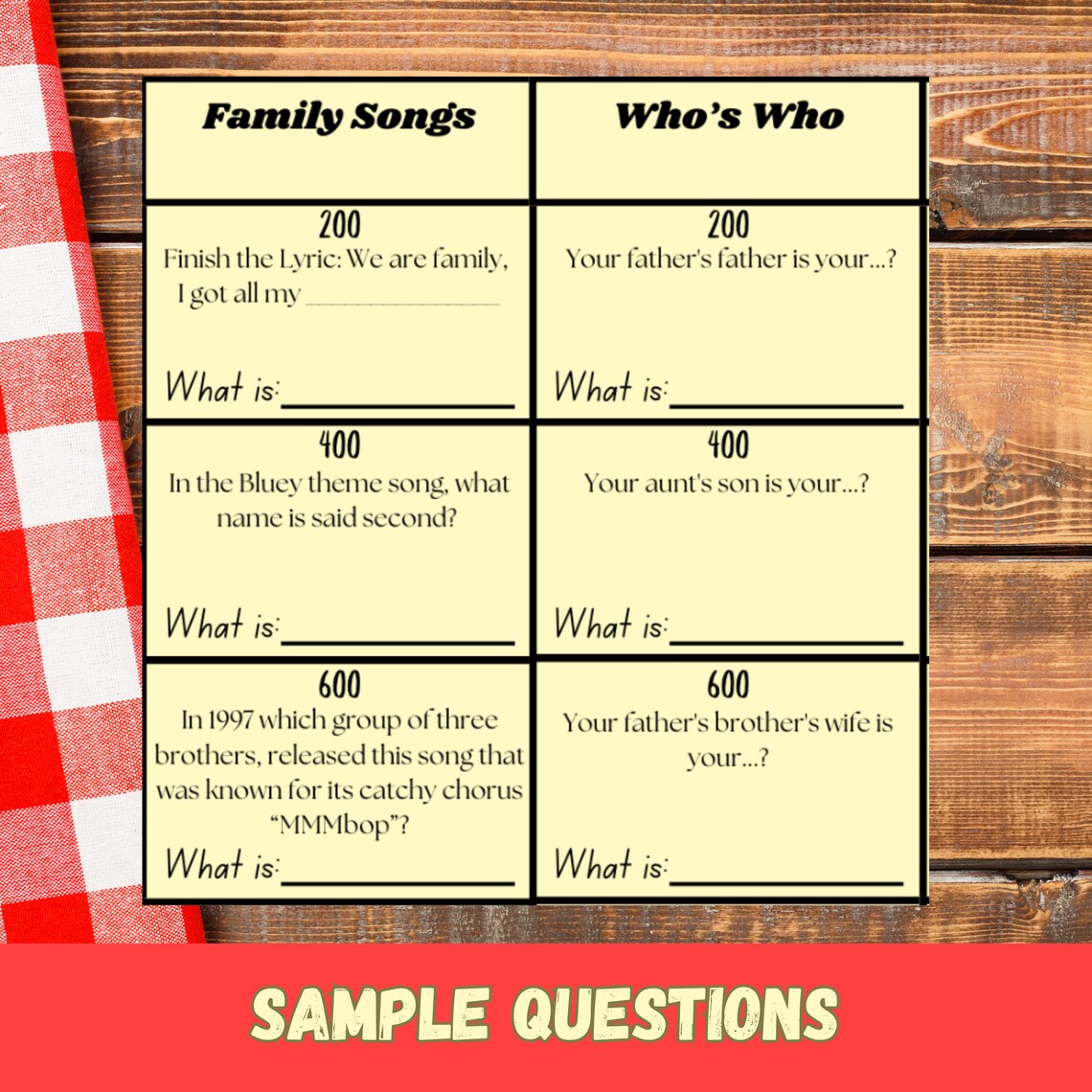Family Reunion Jeopardy Trivia Game for All Ages - Virtual or Printable ...