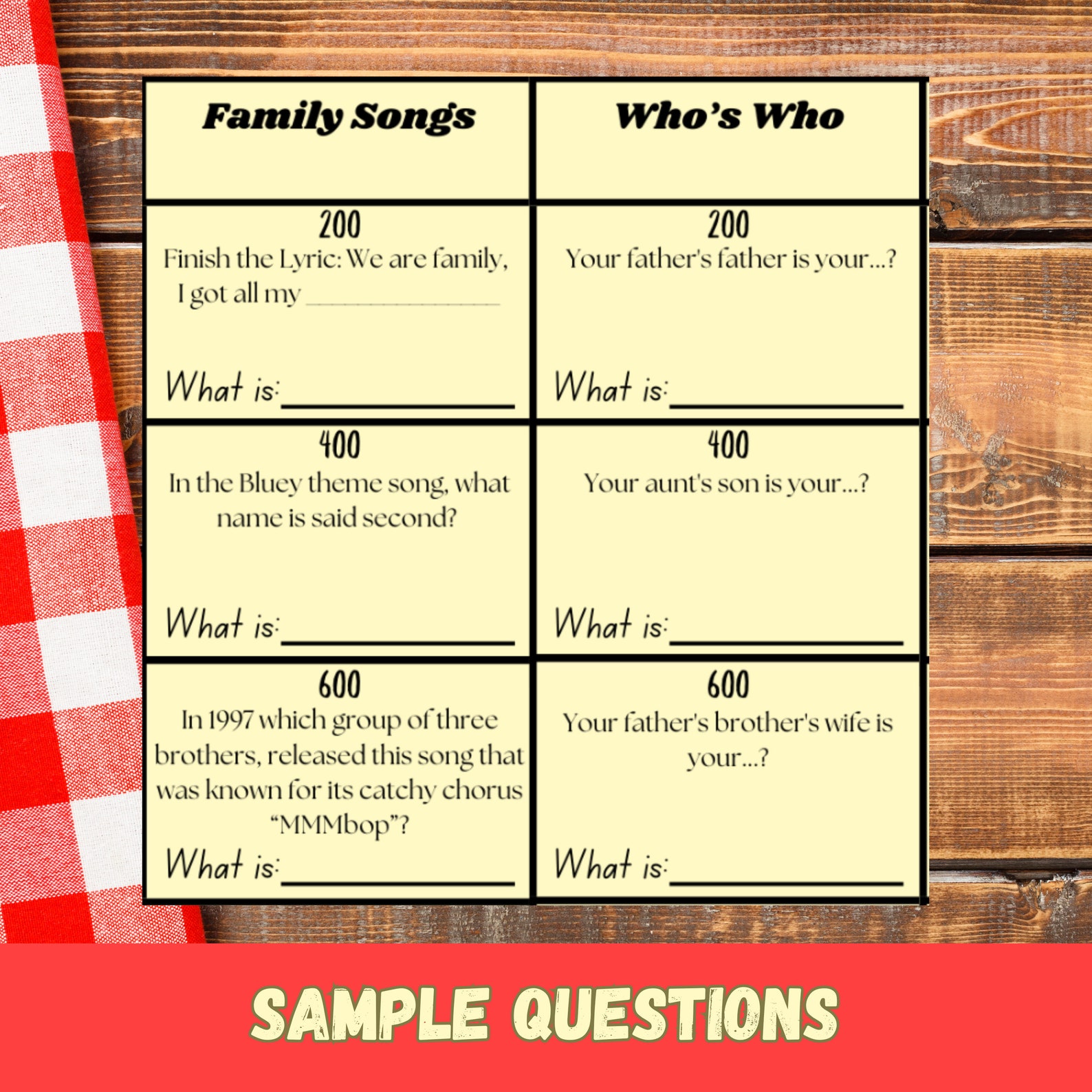 Family Reunion Jeopardy Game – Trivia for All Ages (printable PDF) - Etsy