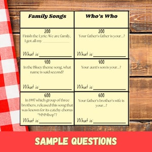 Family Reunion Jeopardy Trivia Game for All Ages - Virtual or Printable ...