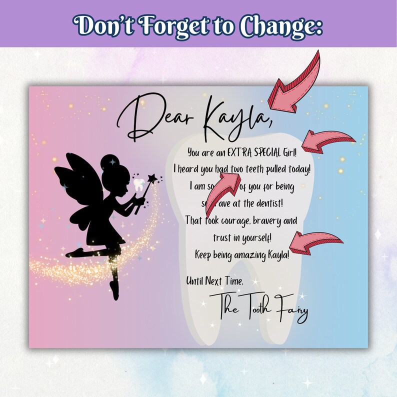 Tooth Fairy Note First Pulled Tooth Letter From the Tooth Fairy Tooth ...