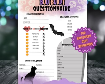 Boo Buddy Questionnaire Printable for Spooky Gift Exchange Questions ...
