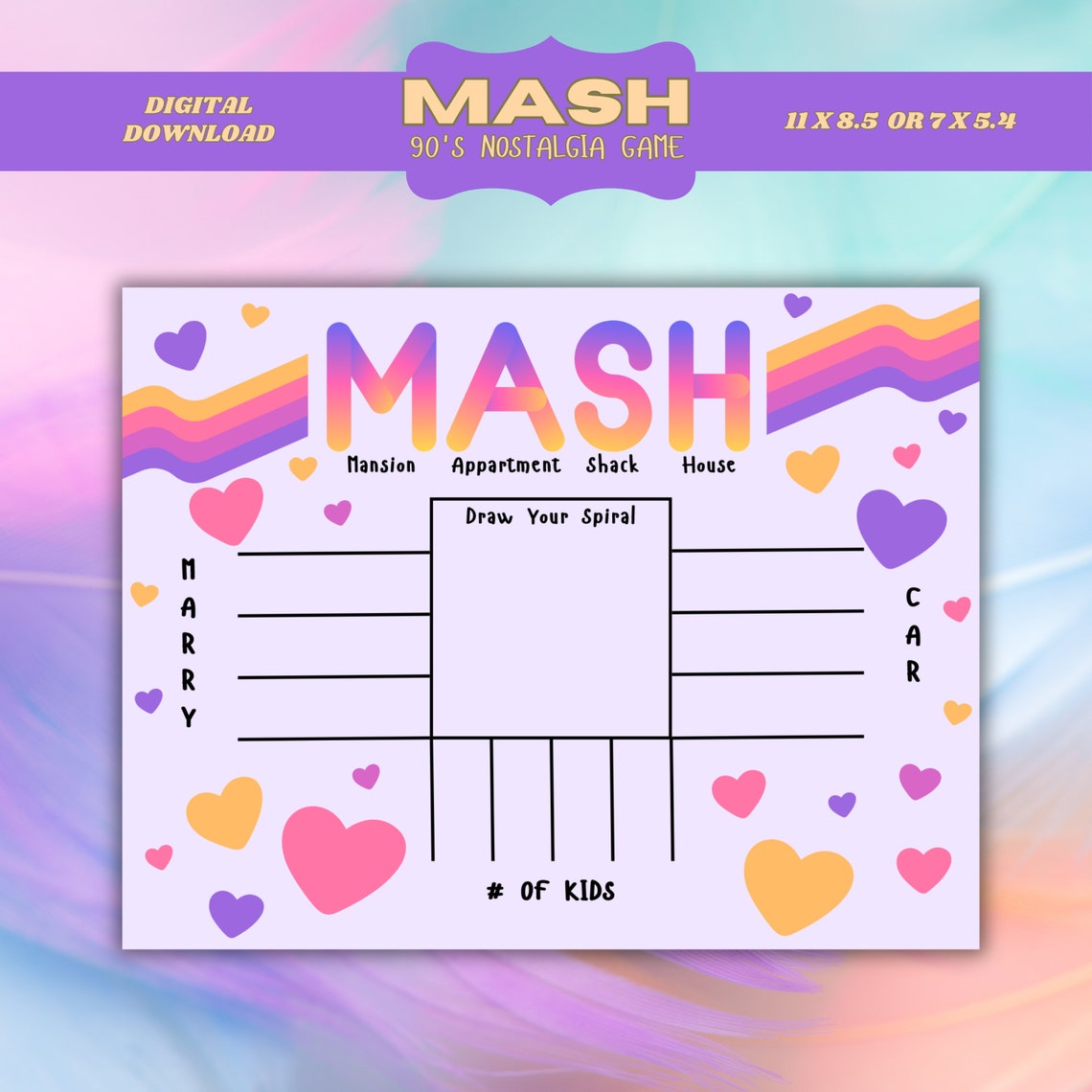 90s Nostalgia MASH Game, Girls Night, Bachelorette Party (digital ...