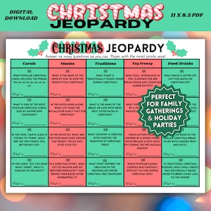 Christmas Jeopardy Printable for Family Reunion Games or Fun Christmas ...
