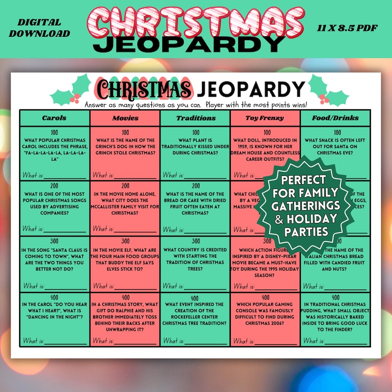 Jeopardy Christmas Game - Etsy