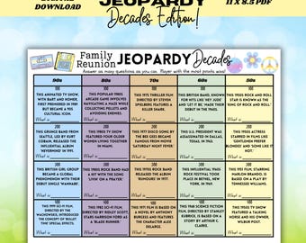 Family Reunion Jeopardy Trivia Game for All Ages - Virtual or Printable ...