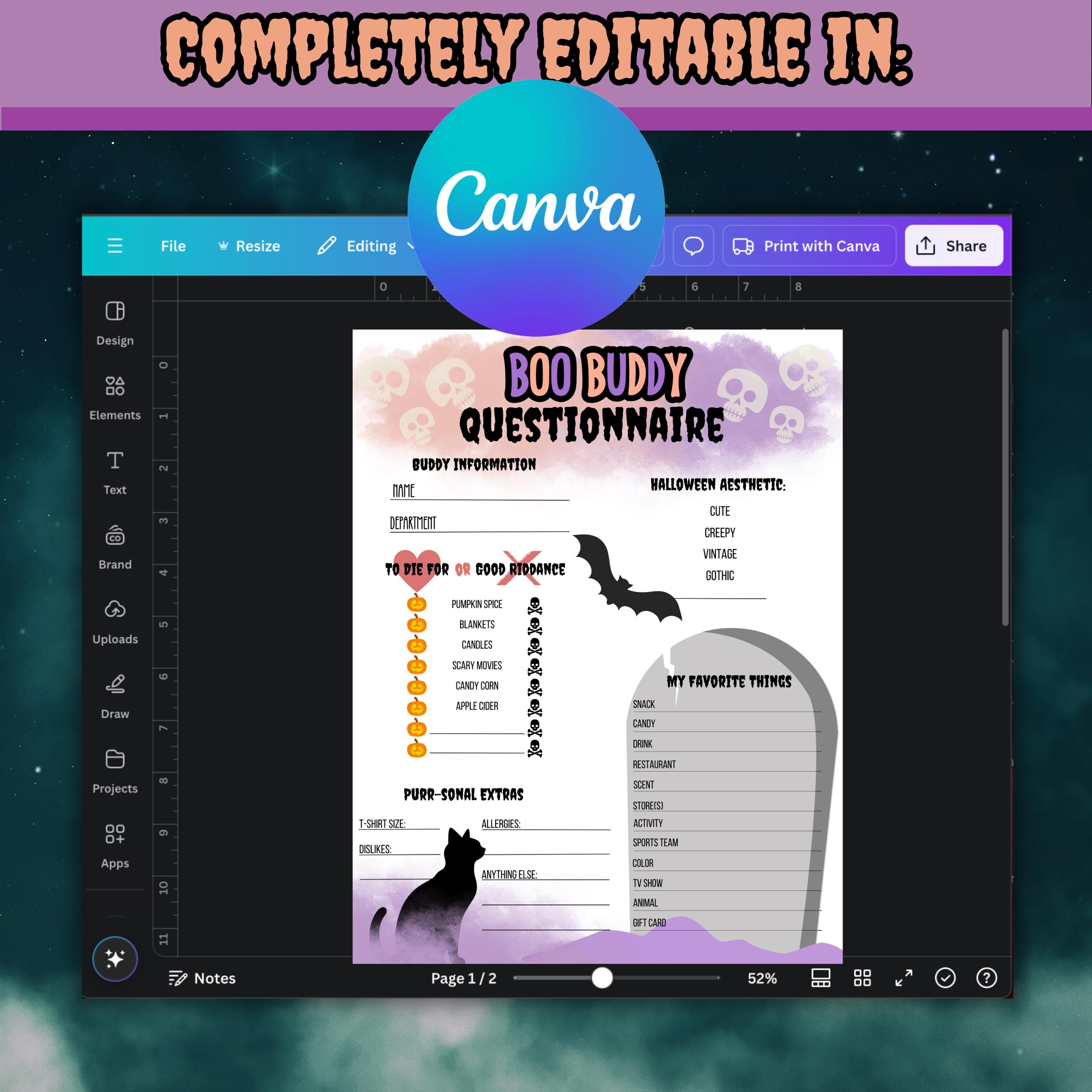 Boo Buddy Questionnaire Printable for Office Coworker Gift Exchange ...