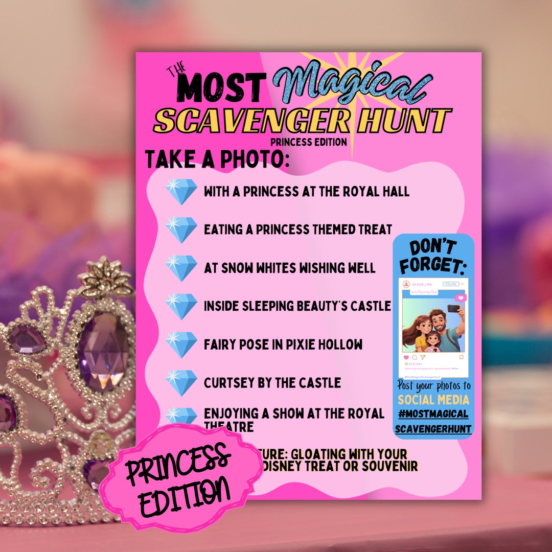 Disneyland Princess Scavenger Hunt, Fairytale Photo Adventure (digital ...