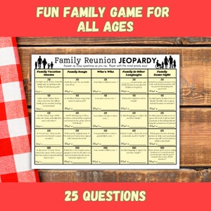 Family Reunion Jeopardy Trivia Game for All Ages - Virtual or Printable ...
