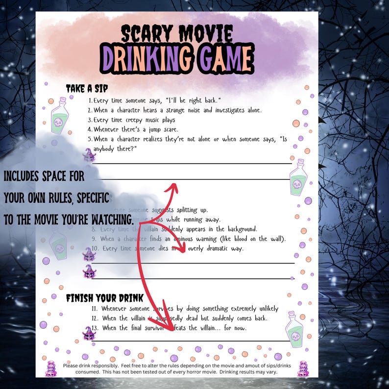 Scary Halloween Movie Drinking Game for Adults– Perfect for Halloween ...