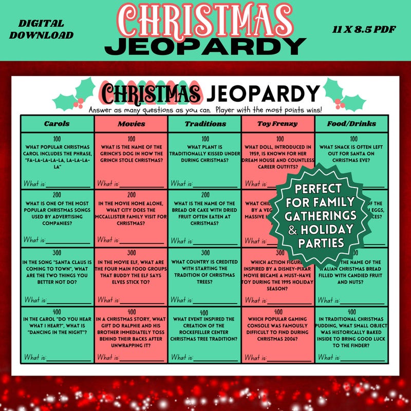 Jeopardy Christmas Game - Etsy
