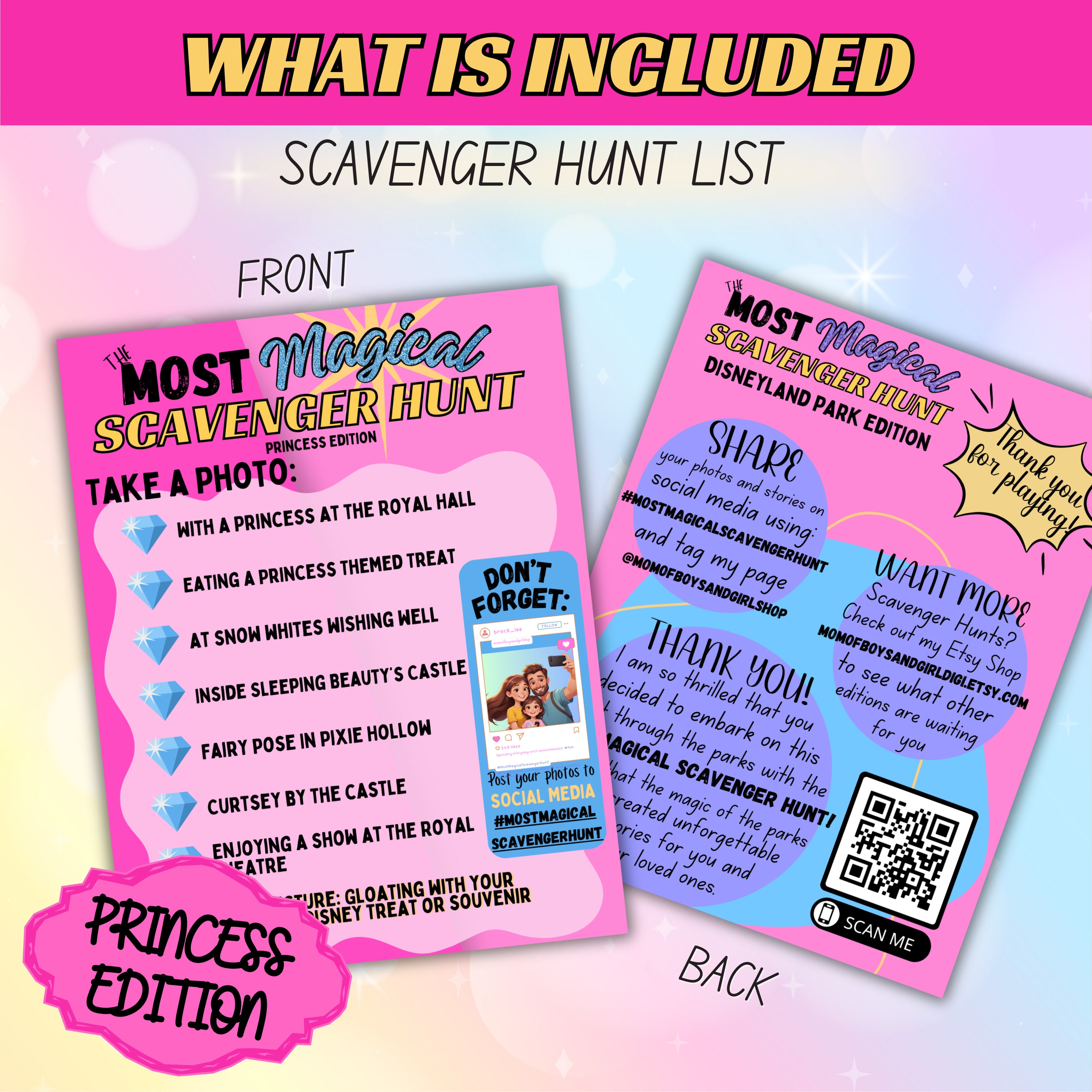 Disneyland Princess Photo Scavenger Hunt, Family Vacation (printable ...