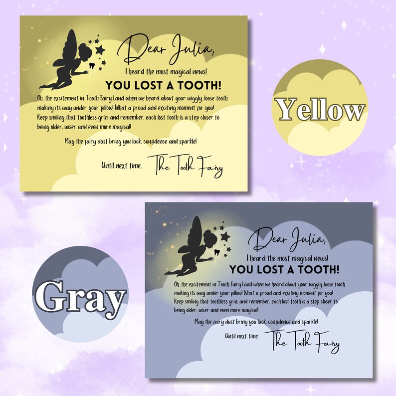 Tooth Fairy Letter to Celebrate First Lost Tooth, Personalized ...