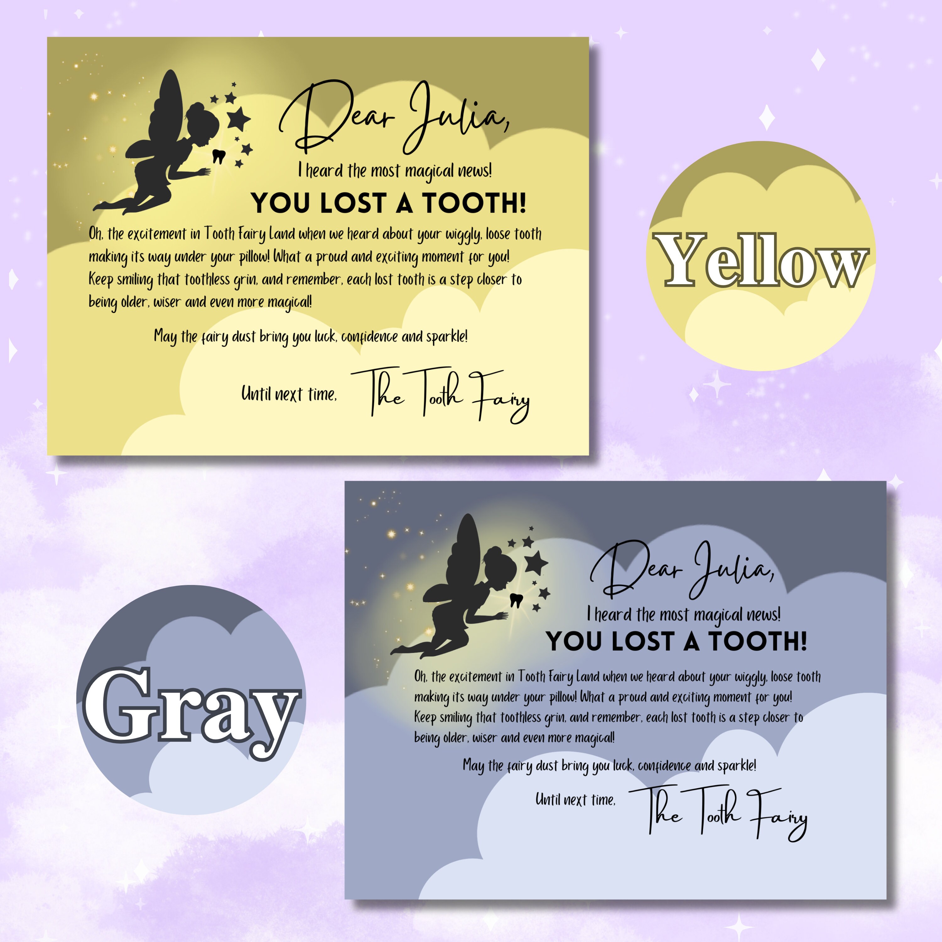 Tooth Fairy Letter to Celebrate First Lost Tooth, Personalized ...