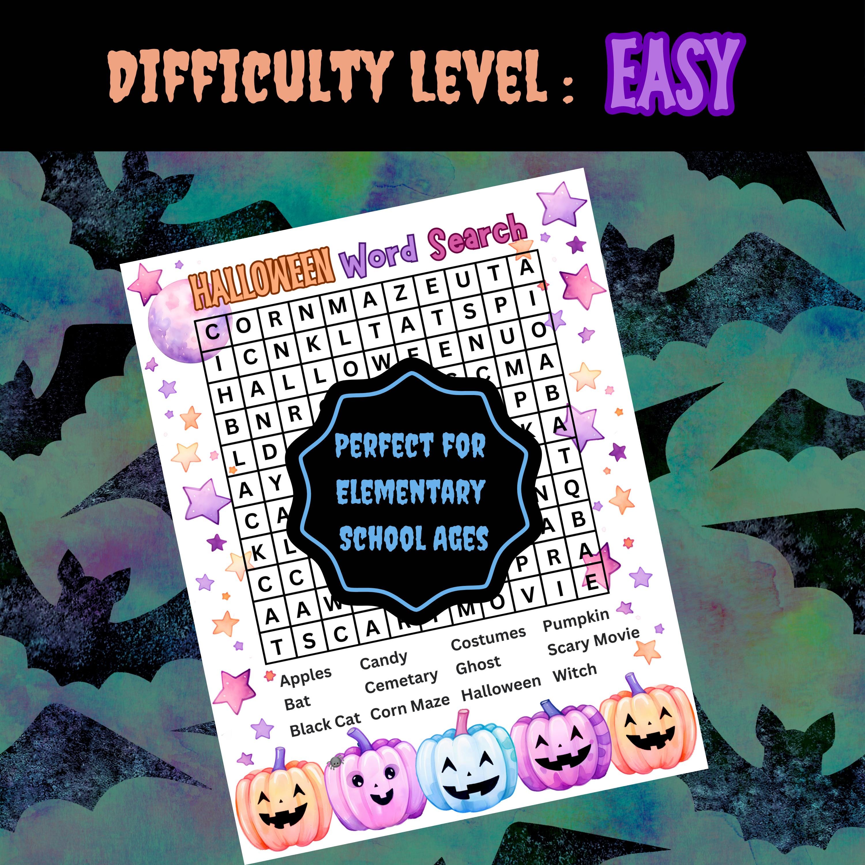 Halloween Word Search Fall Party Printable Puzzle Game Activity for ...