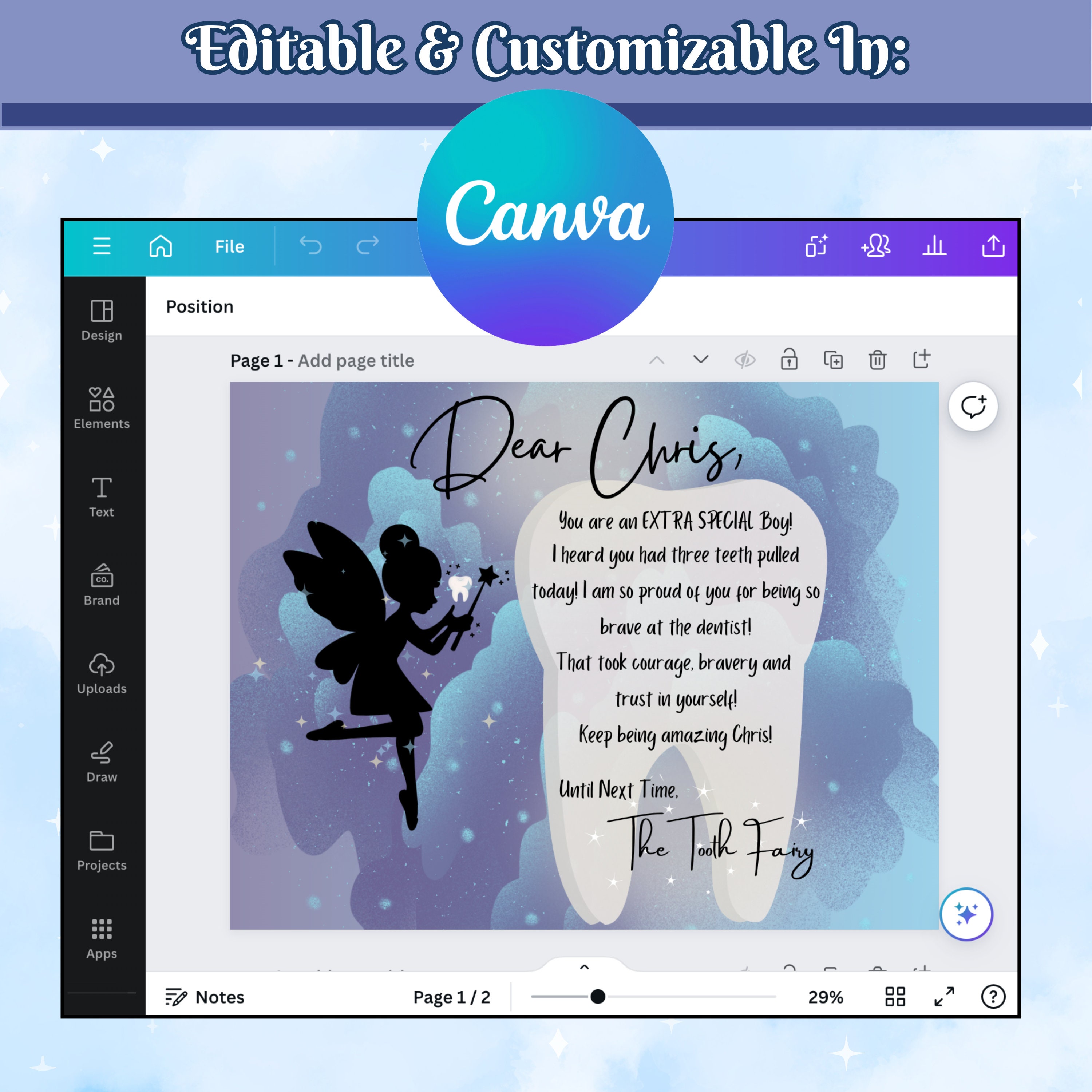 Tooth Fairy Letter First Pulled Tooth Letter From the Tooth Fairy ...