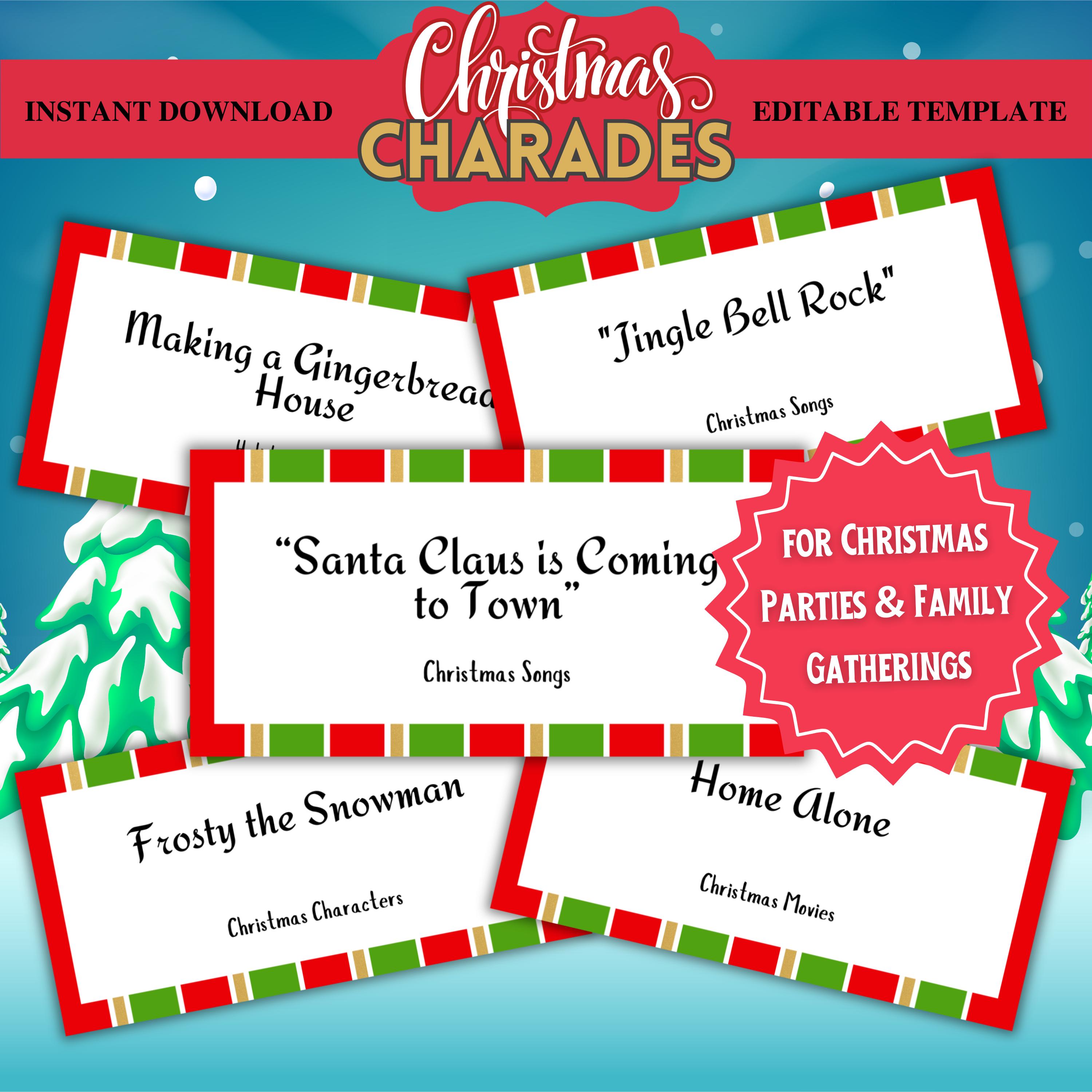 Christmas Charades Printable for Adults at Christmas Parties, Family ...