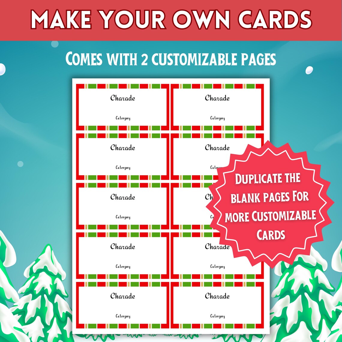 Christmas Charades Printable for Adults at Christmas Parties, Family ...