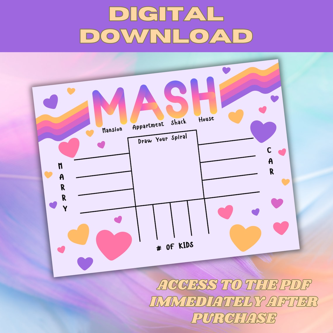 90s Nostalgia MASH Game for Girls Night Out, Bachelorette Party, Bridal ...