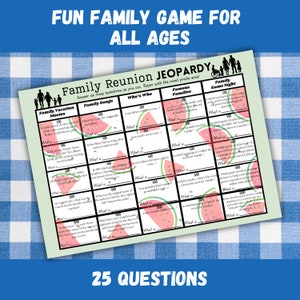 Family Reunion Jeopardy Trivia Game for Kids and Adults Watermelon ...