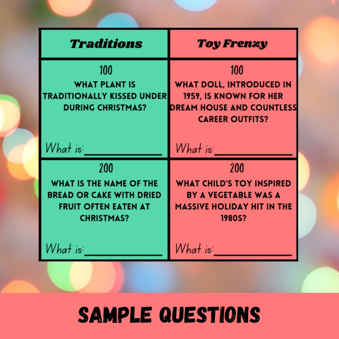 Christmas Jeopardy Printable for Family Reunion Games or Fun Christmas ...