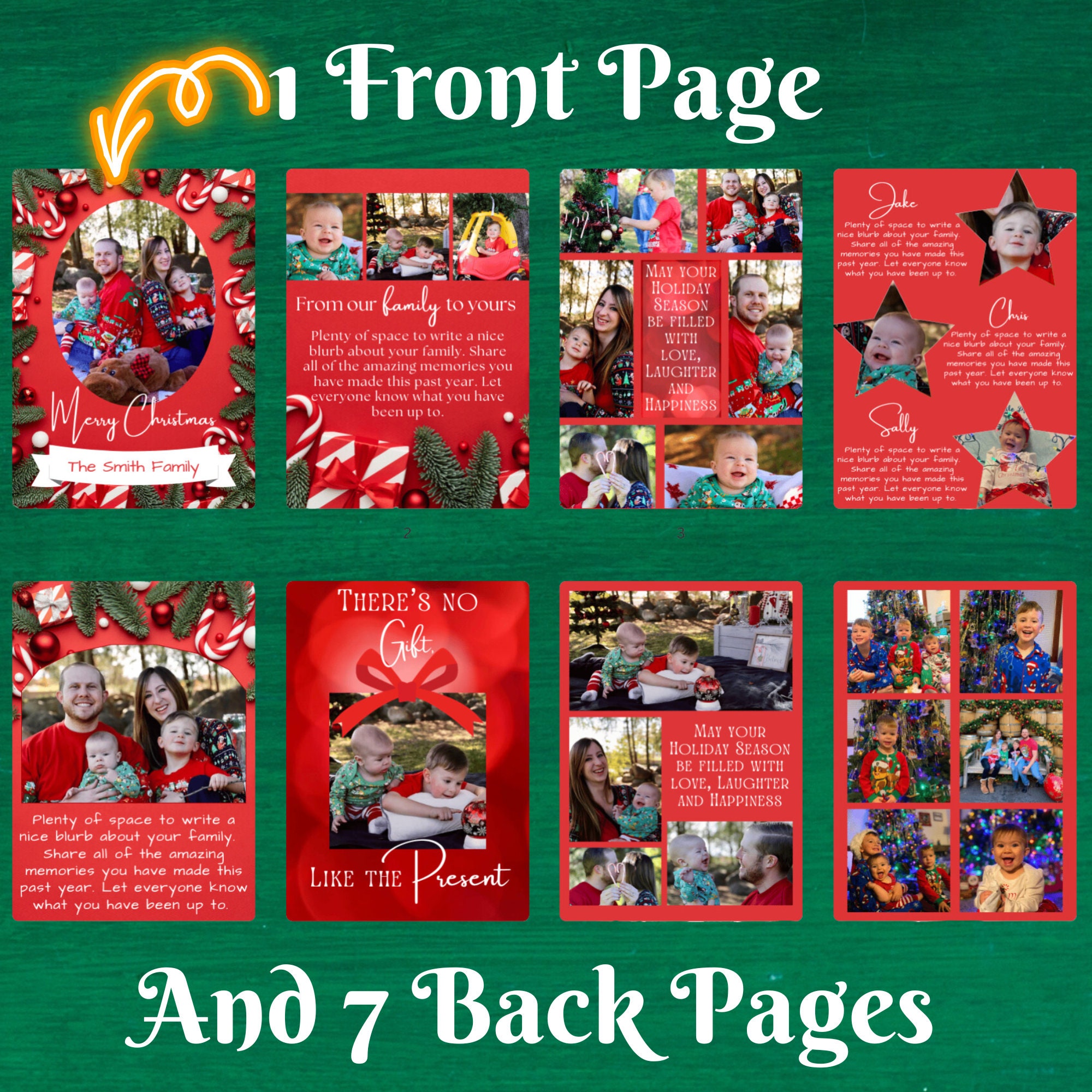 Customizable Family Photo Christmas Card – Editable Canva Template ...