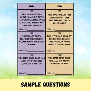 Family Reunion Jeopardy Trivia Game for All Ages - Decades Edition ...