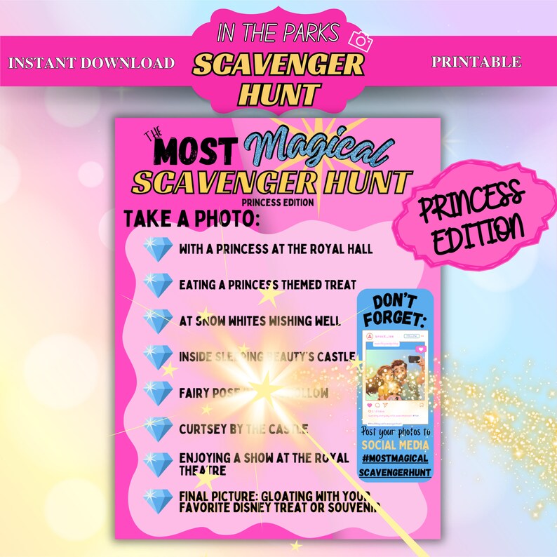 Magical Scavenger Hunt for Family Disneyland Vacation Princess Inspired ...