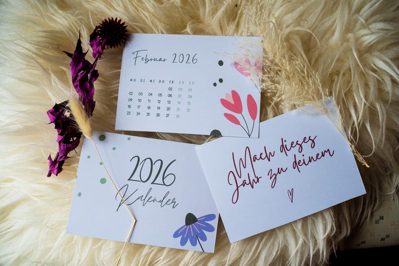 2026 Calendar - Floral Postcards as a Digital PDF Download | Ready to ...