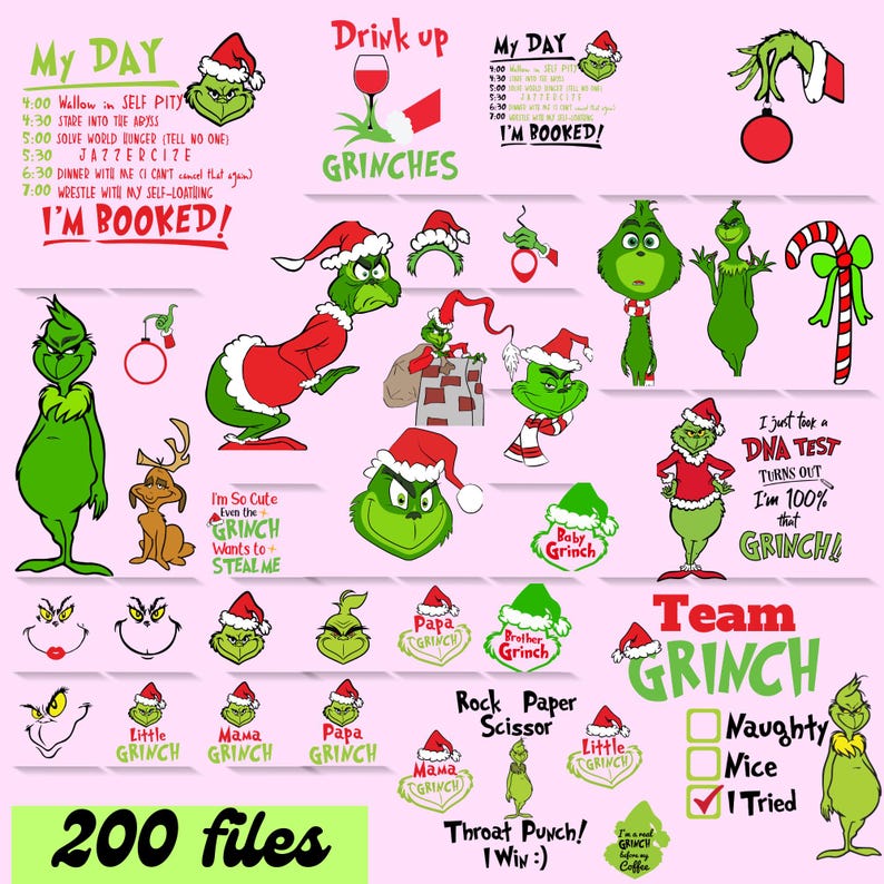 200 Christmas Grinch SVG Bundle | Grinch SVG Collection |grinchn Clipart Files|cricut ...