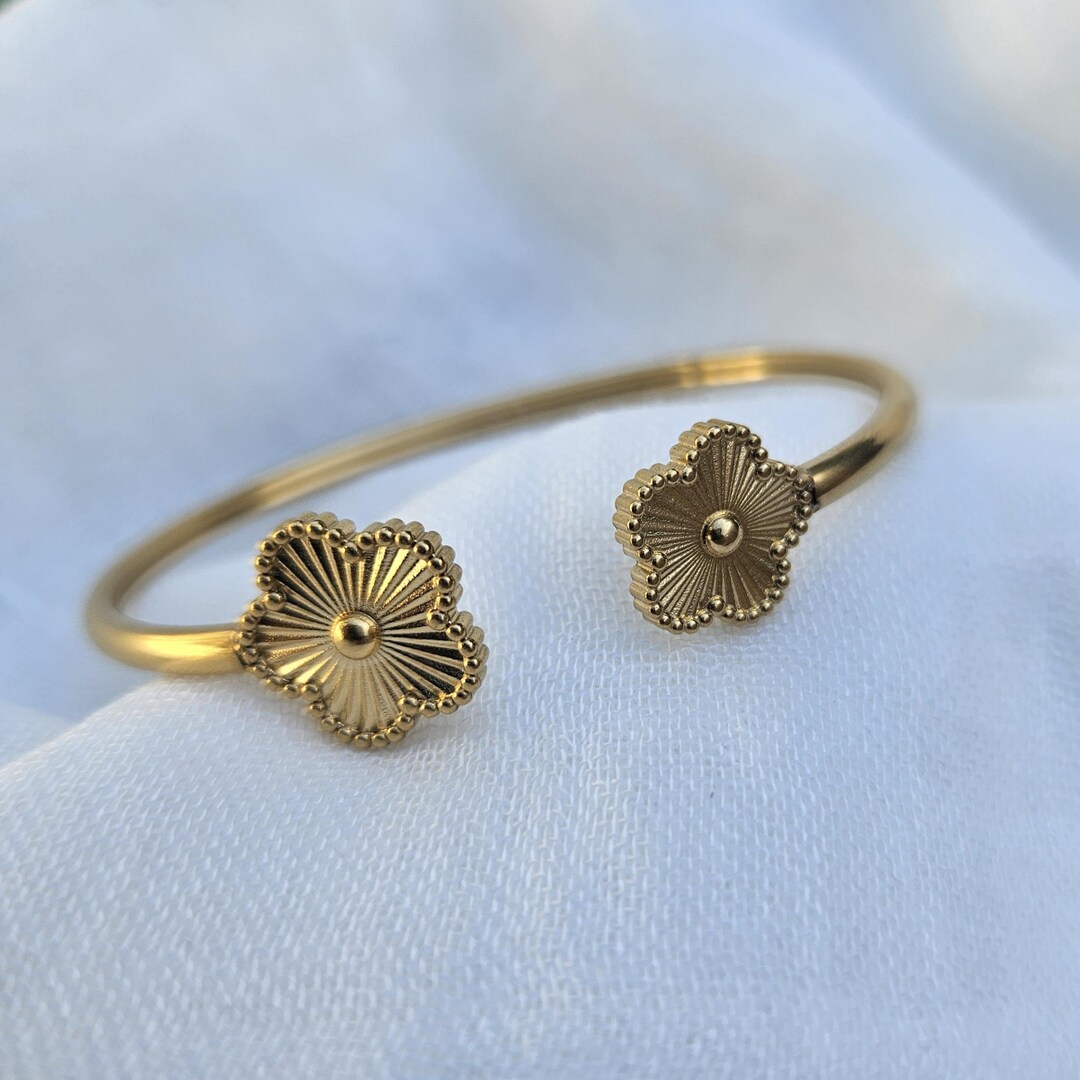Clover Bracelet, Hard Bracelet,18k Gold, Silver, Gold, Rose Gold, Five ...