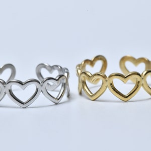 Interlocking Hearts Ring,heart Ring,18k Gold,sterling Silver,love ...
