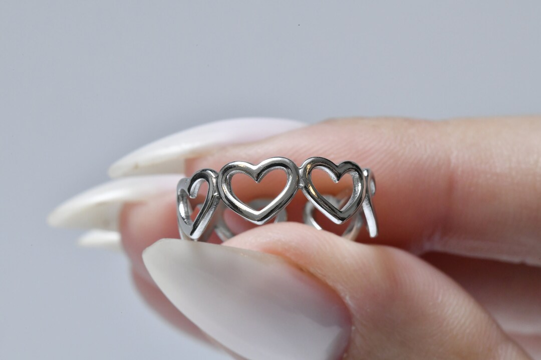 Interlocking Hearts Ring,heart Ring,18k Gold,sterling Silver,love Jewelry,minimalist Ring,gift ...