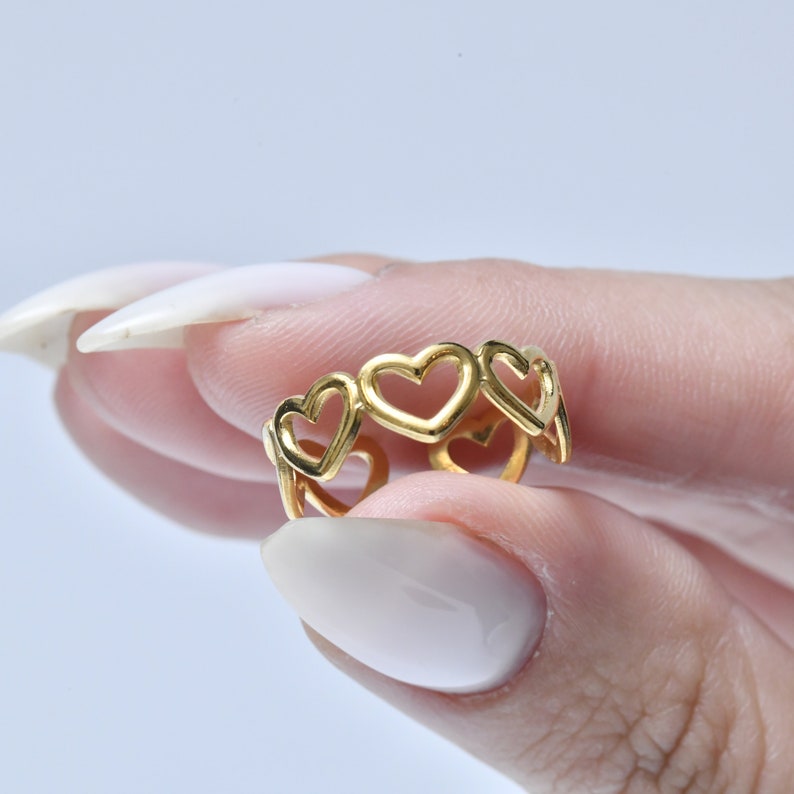 Interlocking Hearts Ring,heart Ring,18k Gold,sterling Silver,love ...