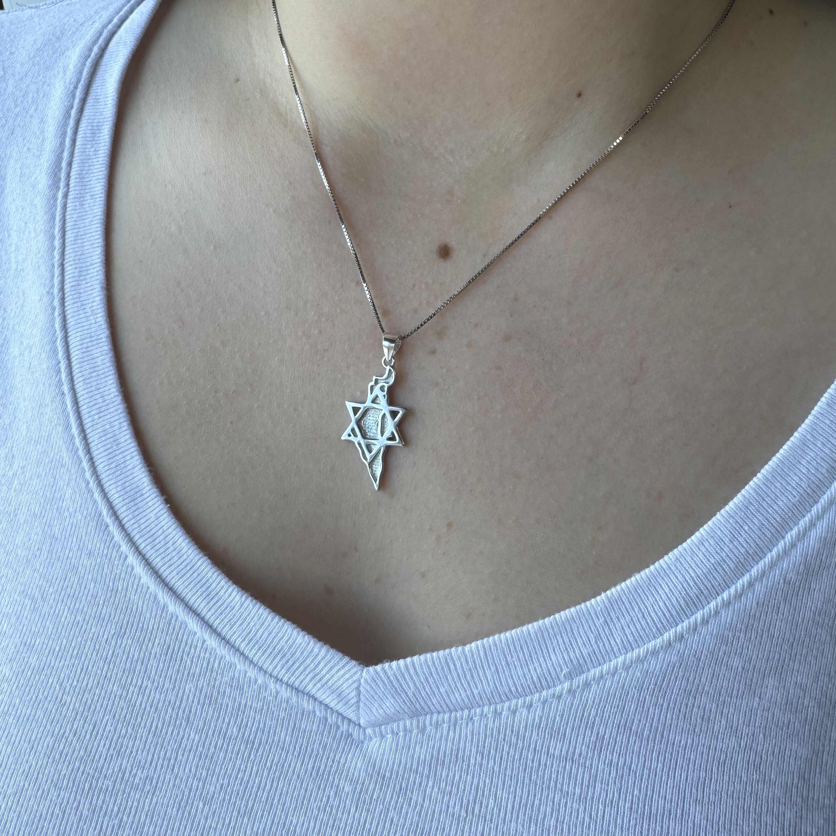 Map of Israel Necklace, Star of David, Jewish Symbol, 925 Sterling ...